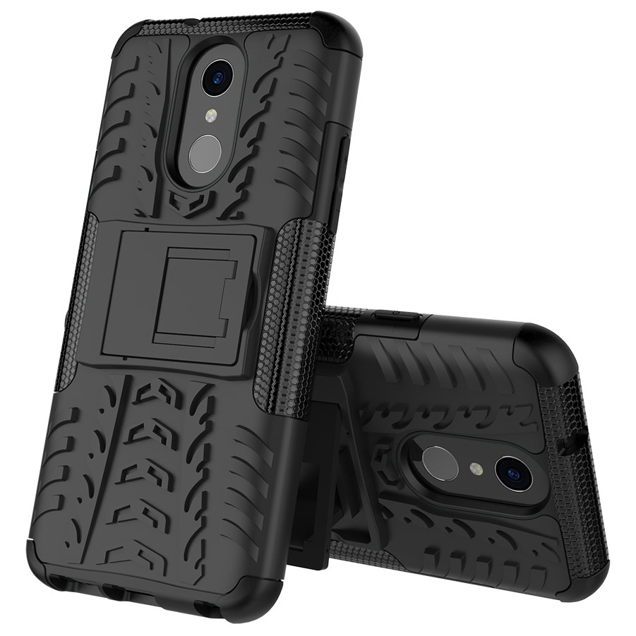 Dual Layer Rugged Tough Shockproof Case for LG Q7 (Black)